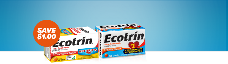 Ecotrin® Coupon - Save on Enteric Coated Aspirin Products by Ecotrin®